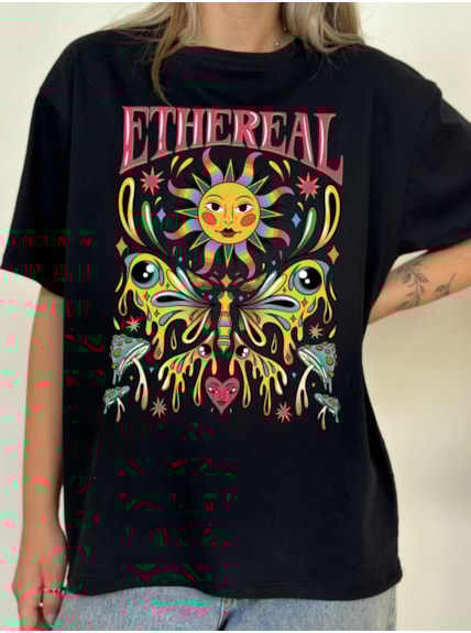 Camiseta Ethereal - Preta - HIPPIE ARTESANATOS