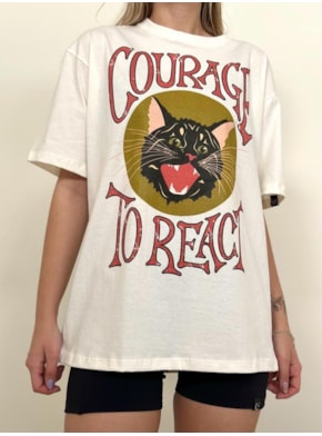Camiseta Gato Boho - Off-White - HIPPIE ARTESANATOS