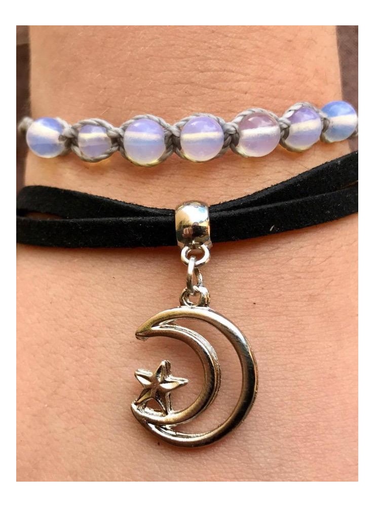 Conjunto com 2 pulseiras Pedra da Lua - HIPPIE ARTESANATOS