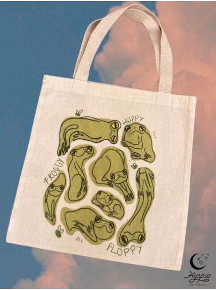 Ecobag Floppy Hoppy Froggy - HIPPIE ARTESANATOS