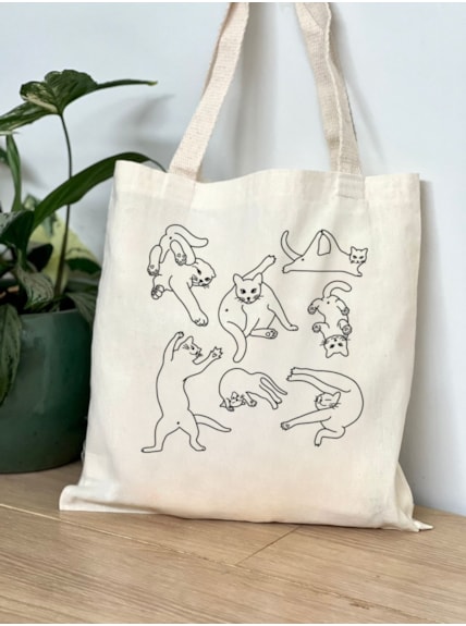 Ecobag Mania de Gato - HIPPIE ARTESANATOS